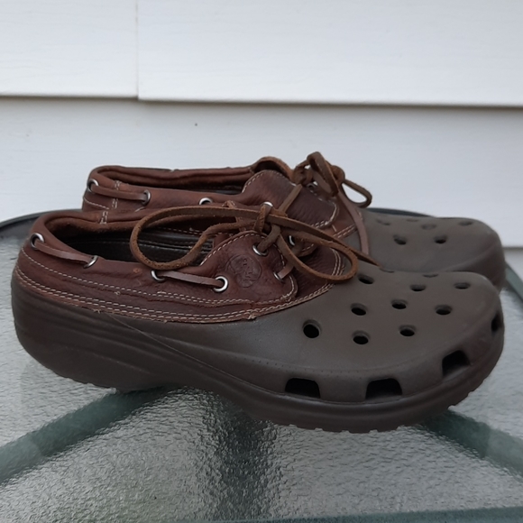 CROCS | Shoes | Crocs Brown Leather Islander Sport Boat Shoe | Poshmark